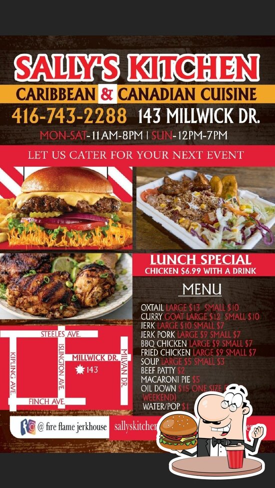 Menu at Sally's Caribbean Kitchen restaurant, Toronto