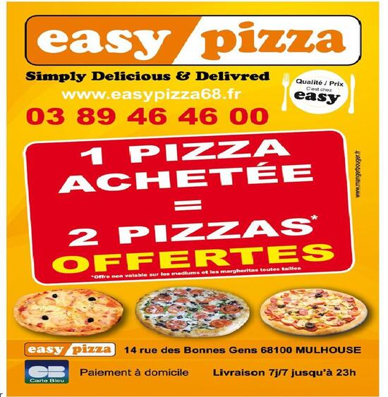 Menu at EASY Pizza68 pizzeria, Mulhouse
