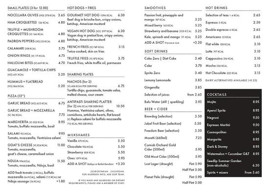 Menu at Curzon Hoxton, London