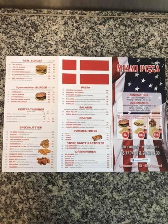 Speisekarte von Miami Pizza, Næstved