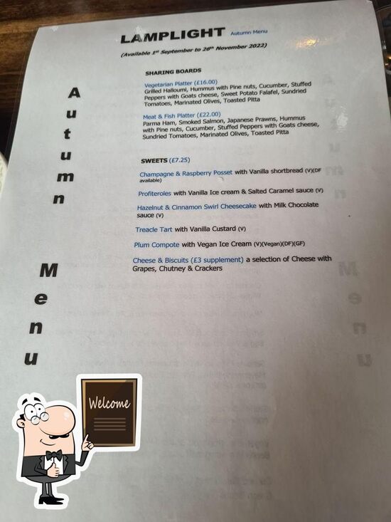 Menu at Lamplight Restaurant Ltd, Ashbourne