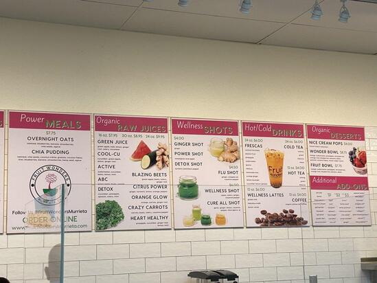 Menu at Fruit Wonders pub & bar, Murrieta
