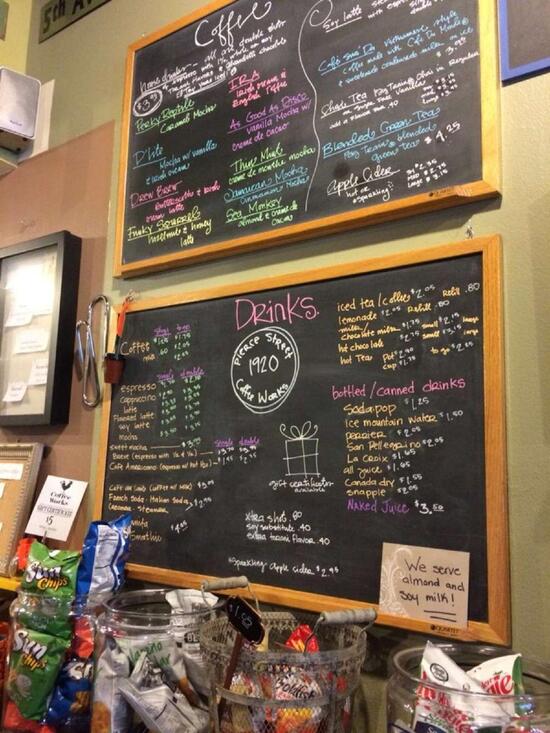 Menu at Pierce Street Coffee Works cafe, Sioux City