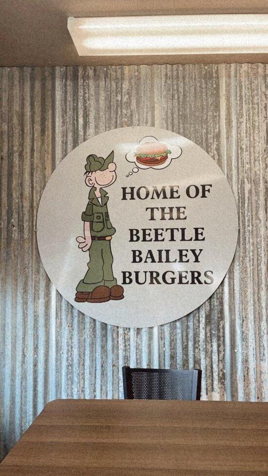 Menu at Beetle Bailey Burgers restaurant, Culver