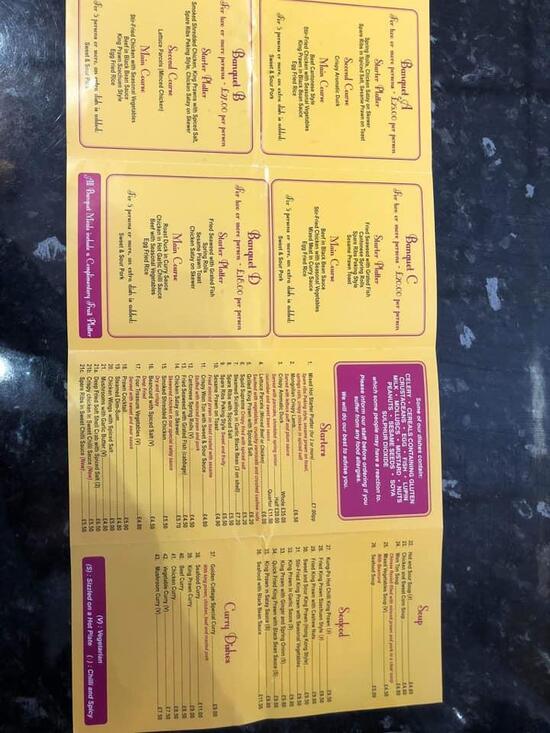 Menu at Golden Cottage restaurant, Goole
