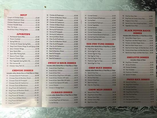 Menu at Lucky House fast food, Ardrossan