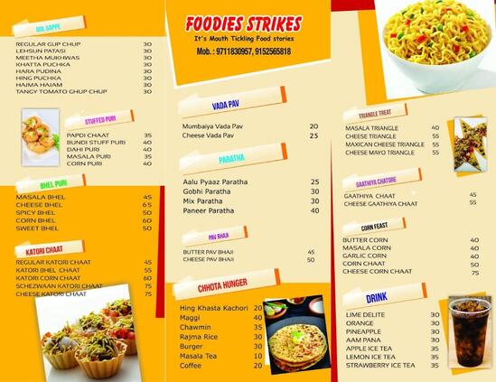Menu at Foodies Strikes, Noida