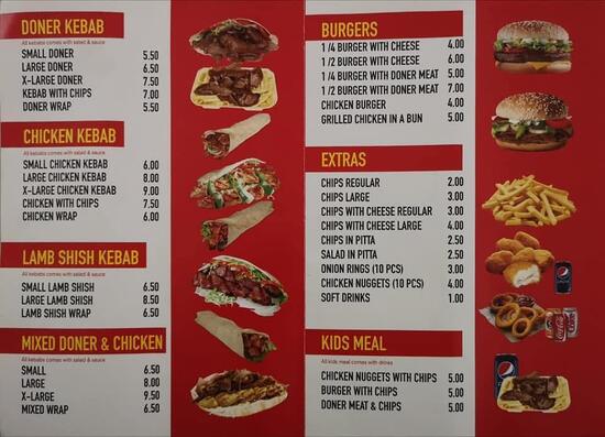 Menu at Liphook Kebab Van restaurant, Liphook