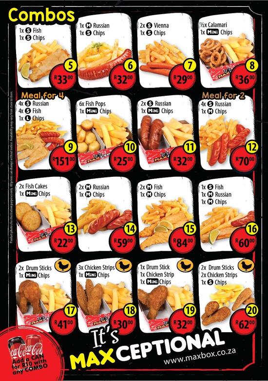 Menu at Max Box Fish and Chips - Boksburg restaurant, Germiston