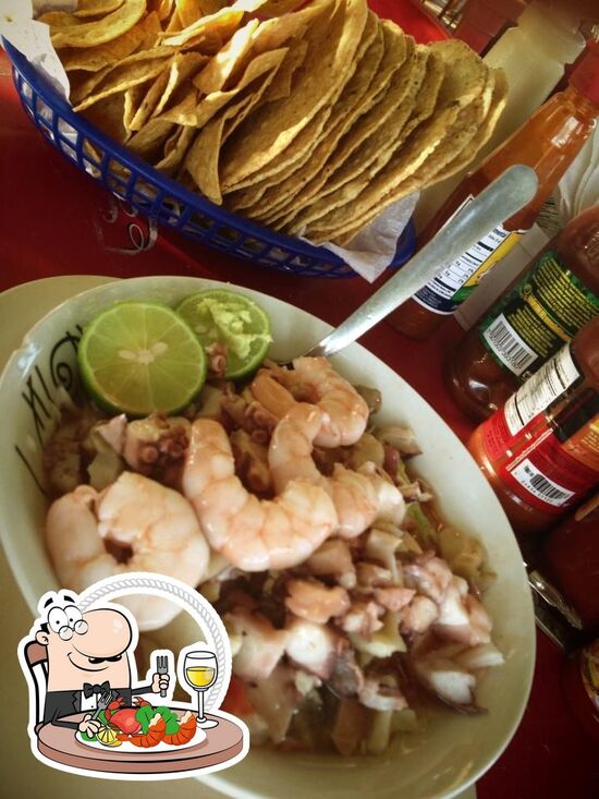Menu at Mariscos El Guaynos restaurant, Mexicali