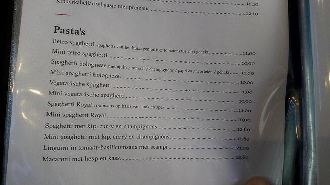 Menu at Domus, Leuven, Tiensestraat 8