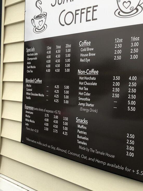 Menu at Jump Start Coffee, Tigard