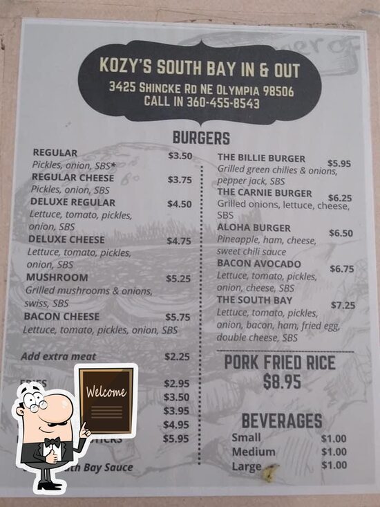 Kozy's South Bay, Olympia - Restaurant menu, prices and reviews