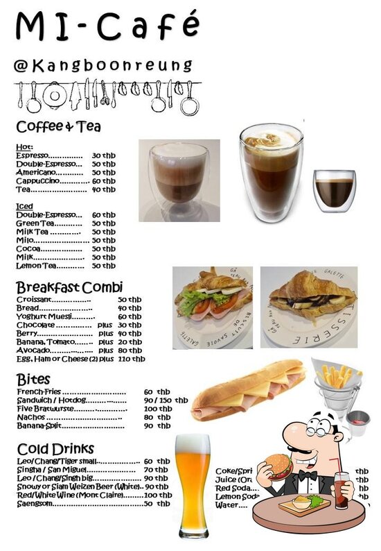 Menu at Mi-Cafe, Pattaya City