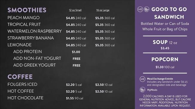 Menu at Sideline Cafe, Whitewater