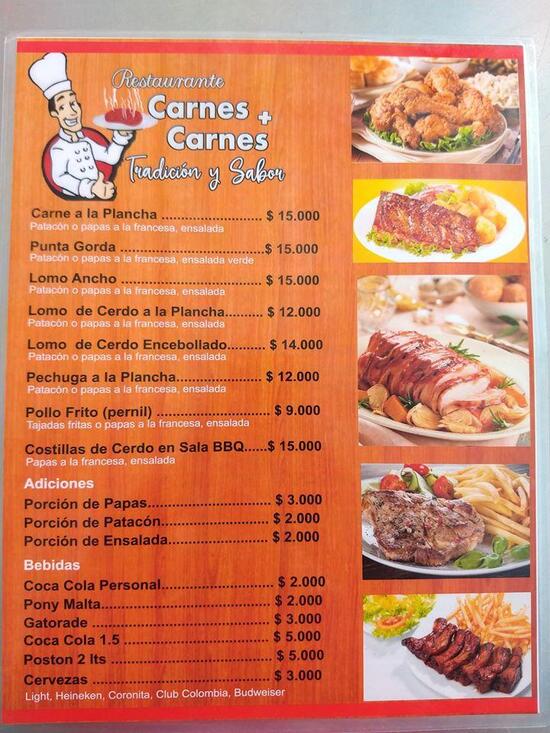 Menu at Carnes + Carnes restaurant, El Difícil