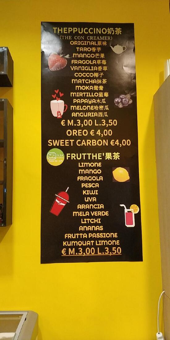 Menu at koko bubble teacafé pub & bar, Vicenza