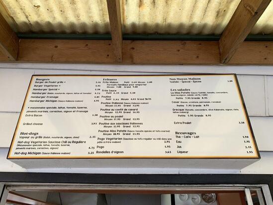 Menu at Restaurant Miss Patate Enr, Canada