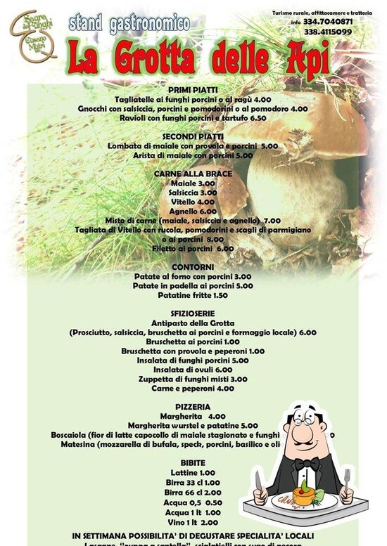 Menu da Sagra dei funghi, Cusano Mutri