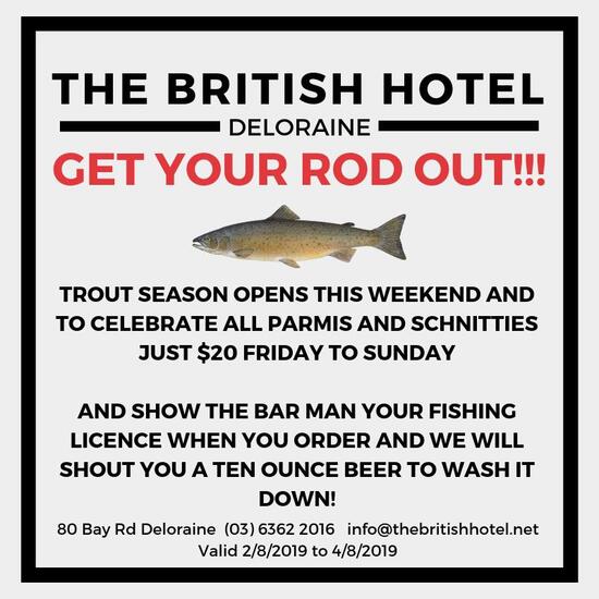 Menu at The British Hotel pub & bar, Deloraine