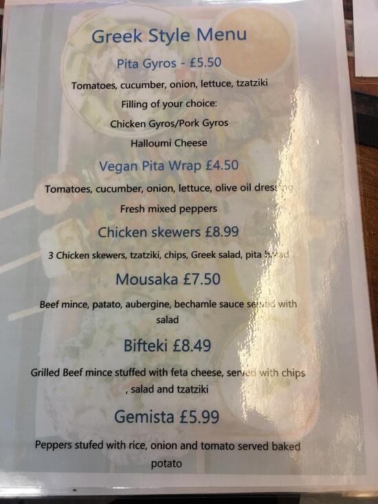 Menu at Evi’s Kitchen restaurant, Coatbridge