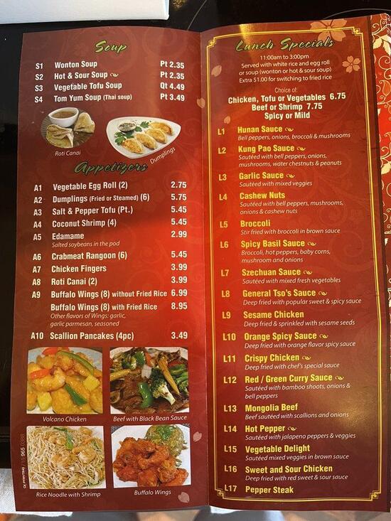 Menu at Asian Bistro restaurant, Imperial