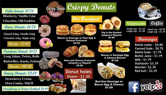 Menu at Crispy Donuts fast food, Garden City