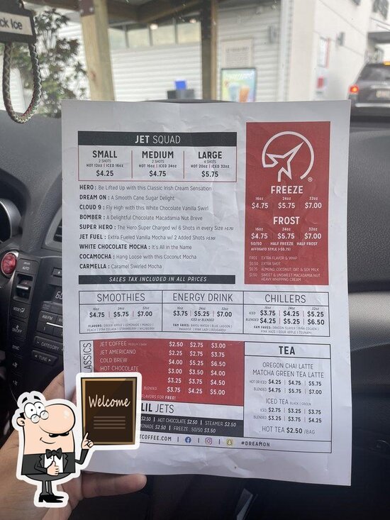 Menu at Jet Coffee, Lafayette, 101 Camino Real Rd