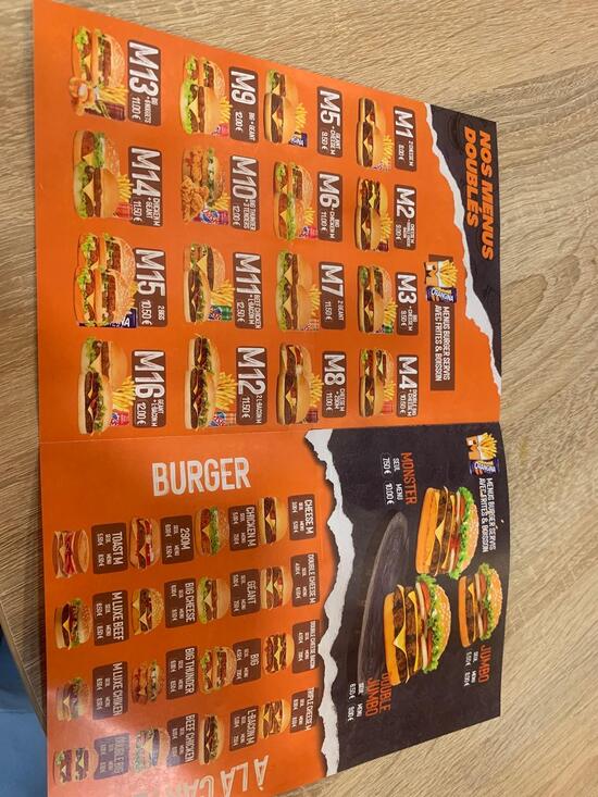 Menu at Big M restaurant, Le Pontet