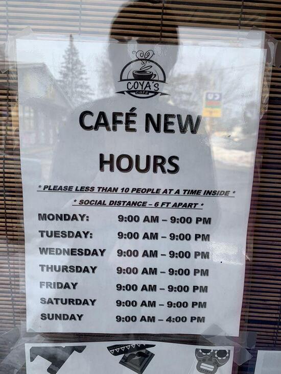 Menu at Coya's Cafe, Moline