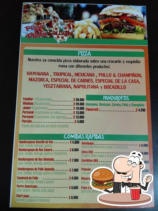 Menu at Pizza & Pasta Coliseum restaurant, Tunja