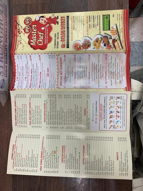 Menu at Master Chef fast food, Kettering