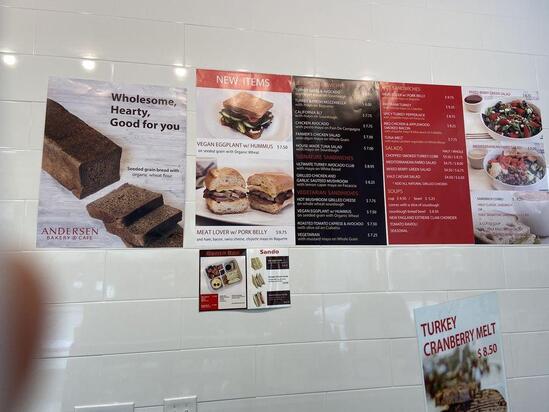 Menu at Andersen Bakery, San Mateo, Hillsdale Mall