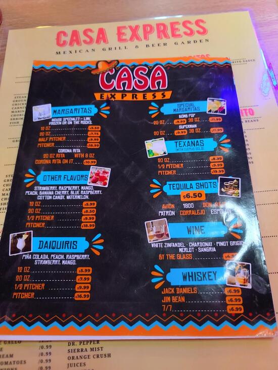 Menu at Casa Express Mexican FOOD AND BEER GARDEN pub & bar, Tiffin