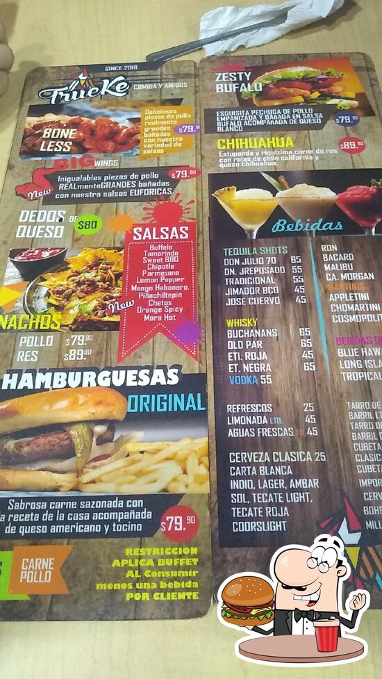 Menu at EL TRUEQUE restaurant, Ciudad Juarez