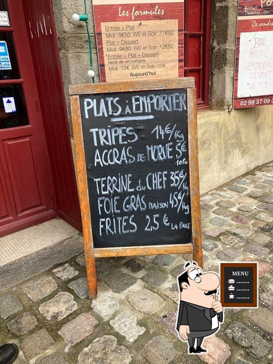 Menu at La Petite Porte restaurant, Hédé-Bazouges