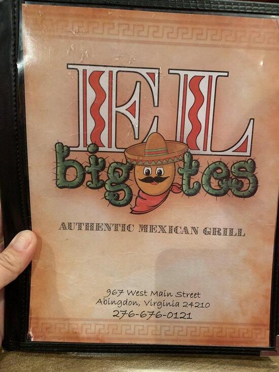 Menu at El Bigotes Mexican Grill restaurant, Abingdon