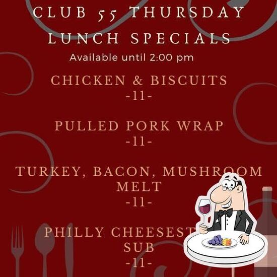 Menu at Club 55, Sidney