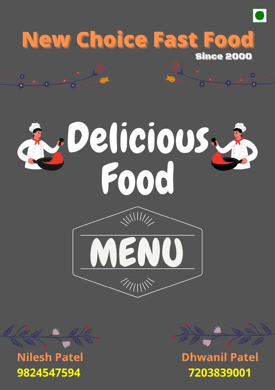 Menu at New Choice Fast Food, Ahmedabad, Keshav Kunj Society deria Road