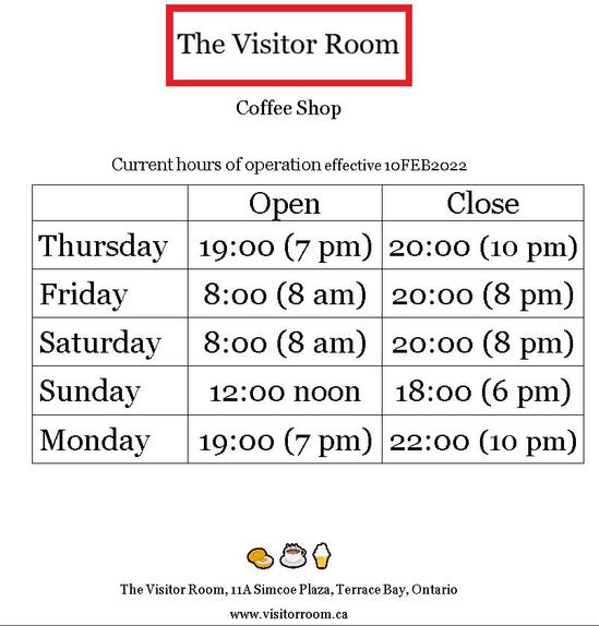 Visitor Room Coffee Shop, Terrace Bay - Menú del restaurante, precios y ...