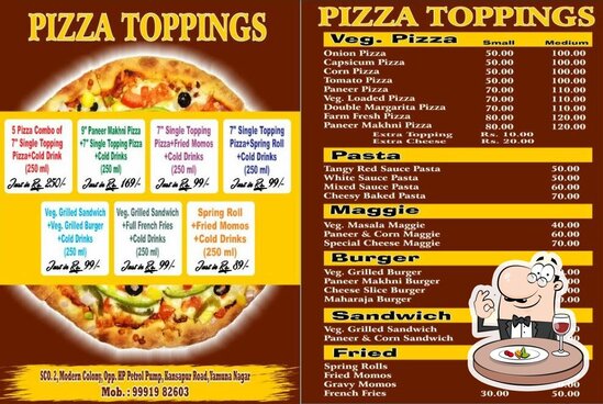 Menu at Pizza Toppings, Yamuna Nagar