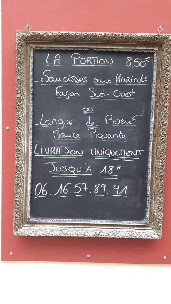 Menu at Chez Fred & Gwen restaurant, France