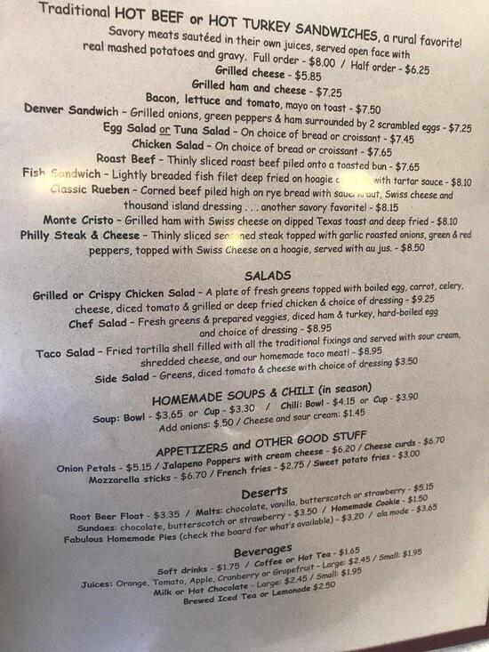 Menu at Red Brick Cafe, Barronett