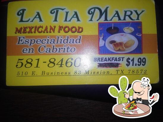Menu at Tia Mary's restaurant, Mission