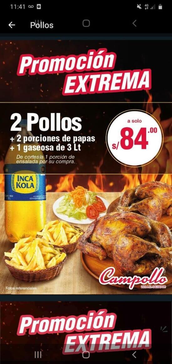 Carta del restaurante El Campollo, Peru, Av. Revolucion