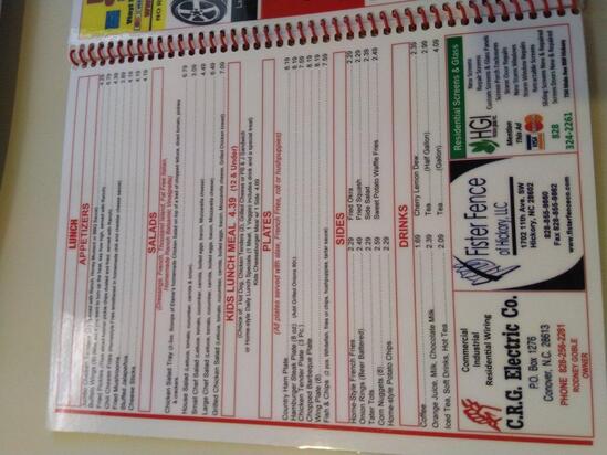 Carta de Gold Mine Cafe, Hickory