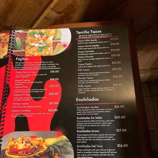 Menu at El Toro Latin Cuisine restaurant, Manistee
