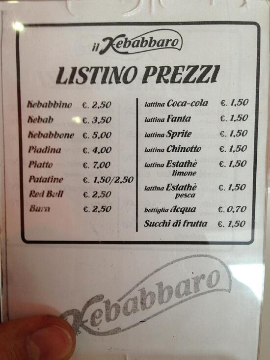 Menu da Il Kebabbaro, Bergamo