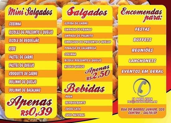 Menu at Salgados restaurant, Salto