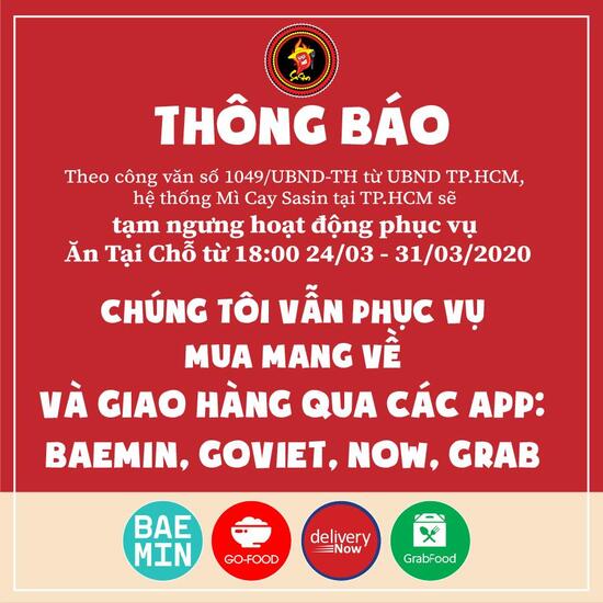 Menu at Mì cay Sasin restaurant, Ho Chi Minh City, 233 Đ. Nguyễn Văn Luông